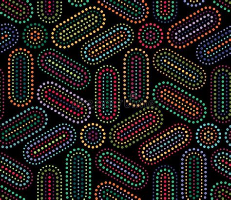 Abstract Geometric Pattern With Multicolored Concentric Dotted Lines On A Black Background