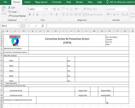 Corrective And Preventive Action Format Capa With Example