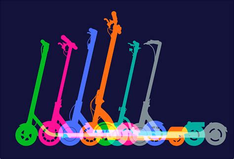 E 스쿠터 또는 전기 푸시 스쿠터 실루엣에 대한 스톡 벡터 아트 및 기타 이미지 실루엣 킥보드 0명 Istock