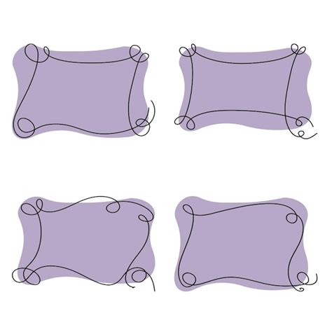 Premium Vector A Set Of Lilac Rectangular Frames With Rounded Edges And Curlicues Vector