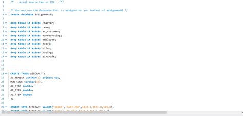 database name ch08 aviaco table name charter char