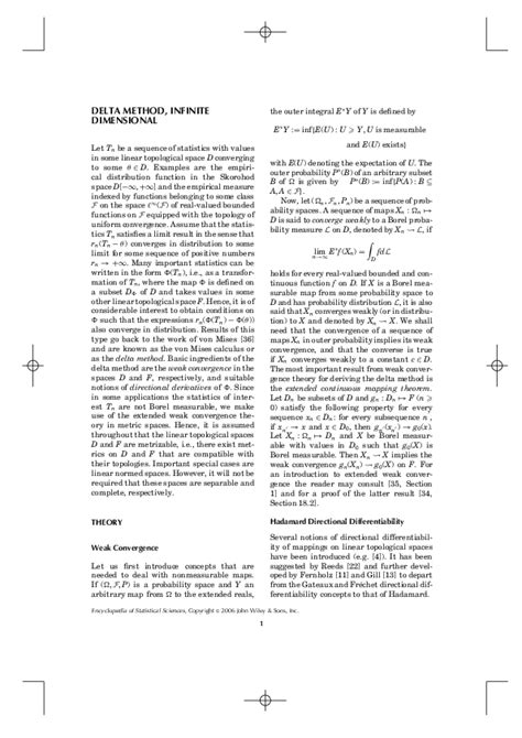 Pdf Delta Method Infinite Dimensional Werner Römisch