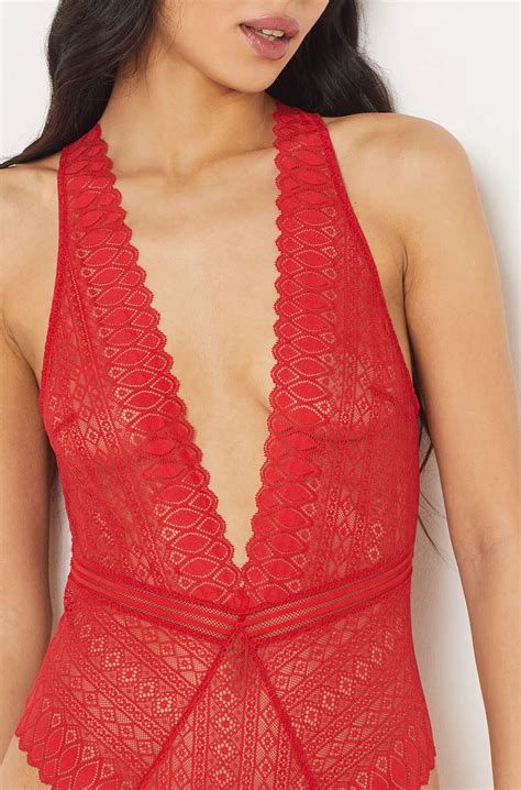 Gravurehalter Plunge Neck Lace Bodysuit 6544326