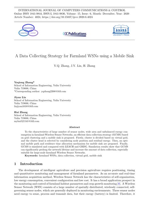 Pdf A Data Collecting Strategy For Farmland Wsns Using A Mobile Sink