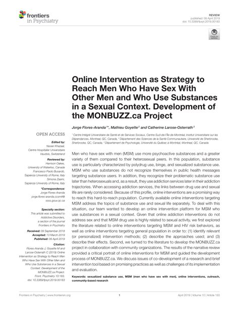 PDF Online Intervention As Strategy To Reach Men Who Have Sex With Other Men And Who Use