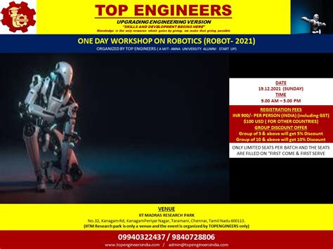 One Day Workshop On Robotics Robot 2021 Topengineers