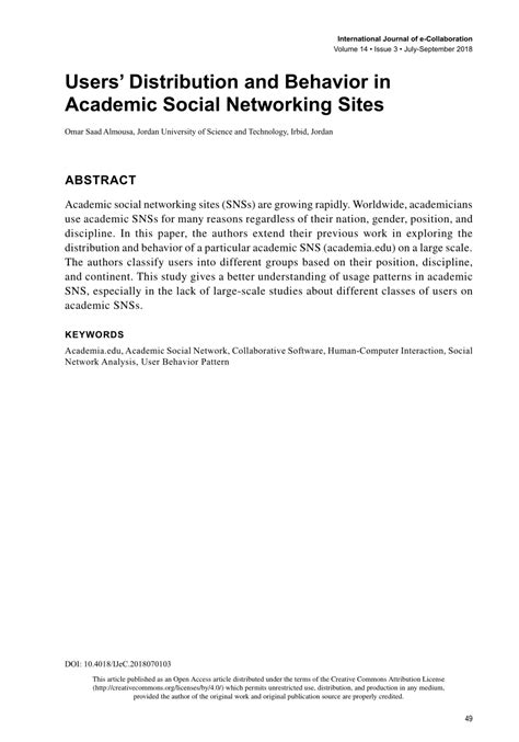 Pdf Users Distribution And Behavior In Academic Social Networking Sites