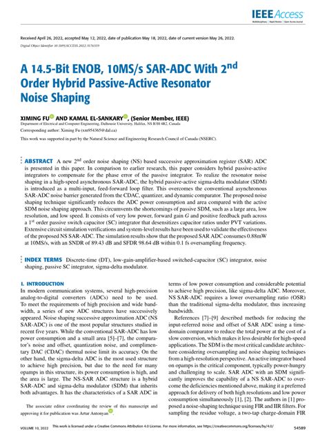 Pdf A 145 Bit Enob 10mss Sar Adc With 2nd Order Hybrid Passive