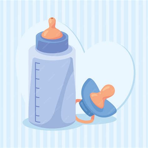 Premium Vector Blue Milk Bottle And Pacifier