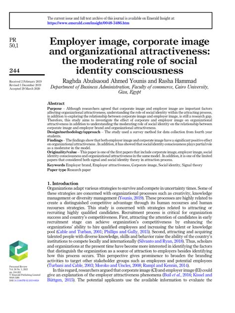 Employer Image Corporate Image And Organizational Attractiveness The