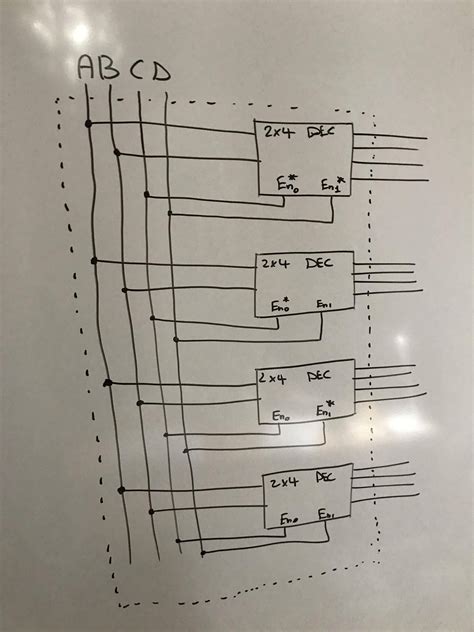 Integrated Circuit Building A 4x16 Decoder With Only Four 2x4 Enabled