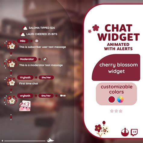 P2u Customizable Chat Widget Cherry Blossom Sakura Dark Red Chatbox Cute Streamelements L
