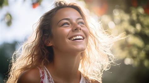 Premium Ai Image A Close Up Of A Person Feeling Elated In A Joyous Uplifting Setting
