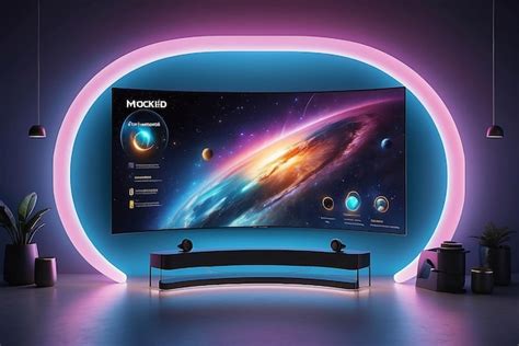 Premium Photo Digital Art On A Curved Oled Display With Surround Sound In An Immersive