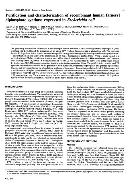 Purification And Characterization Of Recombinant Human Farnesyl