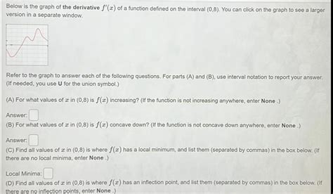 Answered Below Is The Graph Of The Derivative F X Of A Function Kunduz