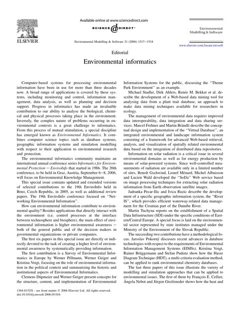 Pdf Environmental Informatics