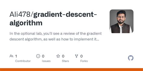 Github Ali478gradient Descent Algorithm In The Optional Lab Youll