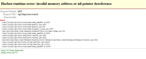 Bug Invalid Memory Address Or Nil Pointer Dereference · Issue 6843 · Goharborharbor · Github