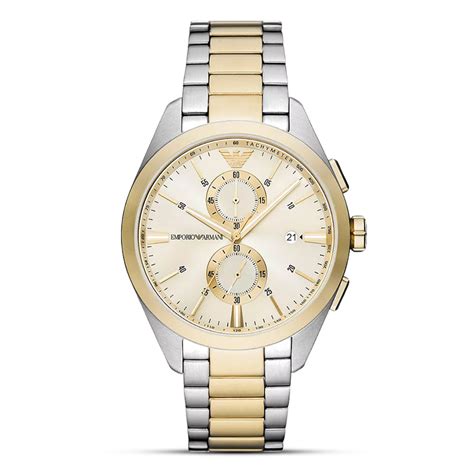 Emporio Armani Two Tone Chronograph Cream Dial Mens Watch Ar11605