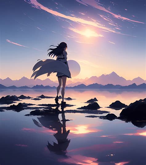 2200x2480 Anime Girl Walking On Water Hd Ai Art 2200x2480 Resolution