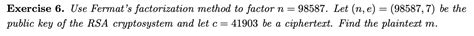 Solved Exercise 6 Use Fermats Factorization Method To