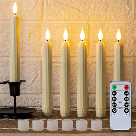 Merrynights 7 Inch Flameless Taper Candles With Remote And Timer Set Of