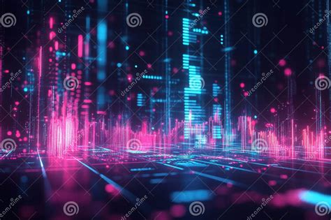 An Image Featuring A Digital Financial Data Visualization With Glowing Charts Stock