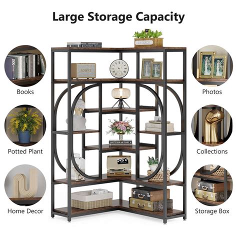 Tribesigns Corner Bookshelf 7 Shelf L Shaped Bookcase Display Rack