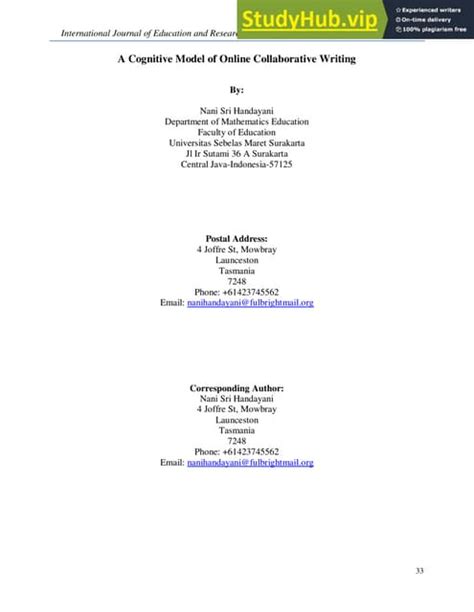A Cognitive Model Of Online Collaborative Writing Pdf