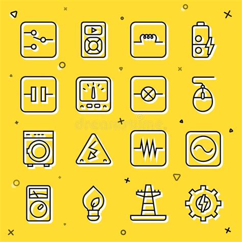 Set Line Gear And Lightning Ac Voltage Source Computer Mouse Inductor Electronic Circuit