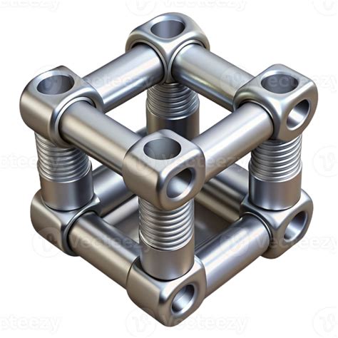 3d Render Metallic Cube Bolts Illustration 54196489 Png