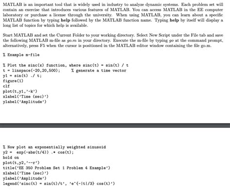 Solved MATLAB Is An Important Tool That Is Widely Used In Chegg
