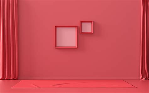 2 프레임 갤러리 벽 흑백 플랫 싱글 다크 레드 가구와 빈 3d 렌더링없는 적갈색 색상 객실 0명에 대한 스톡 사진 및 기타 이미지 Istock