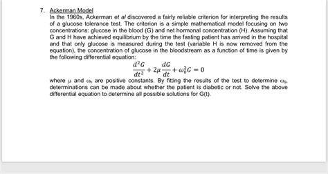 Solved 7 Ackerman Model In The 1960s Ackerman Et Al Chegg Com