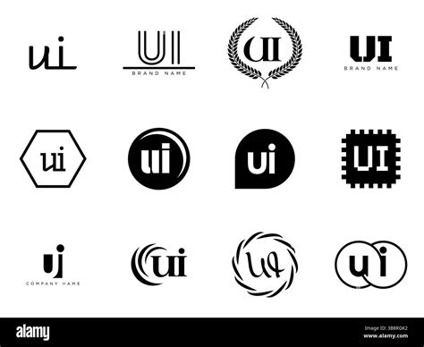 Ui Logo Company Template Letter U And I Logotype Set Different Classic Serif Lettering And