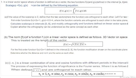 solved 1 in a linear vector space where a function is