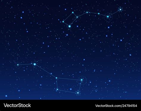 Big And Small Dipper Constellation Polar Star Vector Image
