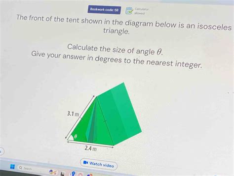 Solved Calculator Bookwork Code 58 Allowed The Front Of The Tent