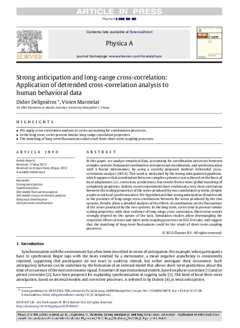 Strong Anticipation And Long Range Cross Correlation Application Of