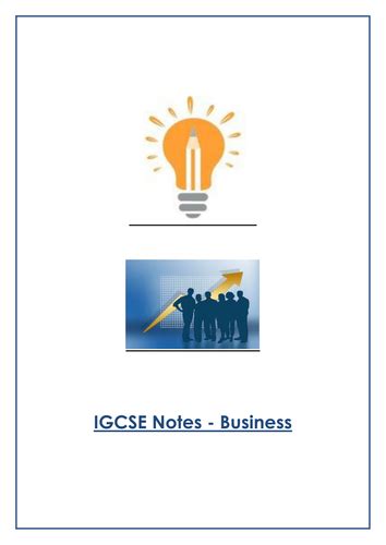 Igcse Business Notes Teaching Resources