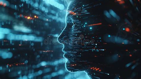 Abstract Digital Face Composed Of Floating Data Particles Stock Image