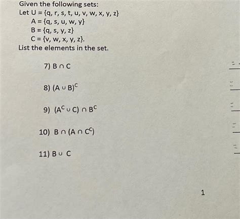Solved Given The Following Sets Let Chegg