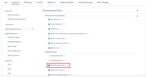 how to disable software buttons on android devices hexnode help center