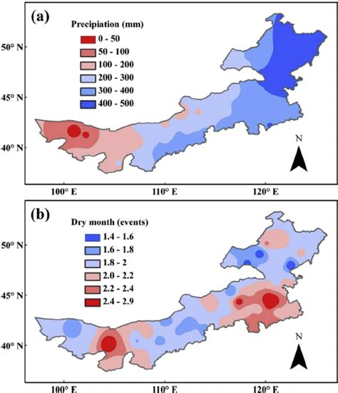 Spatial Distribution For Annual Average Values Of Precipitation And Dry
