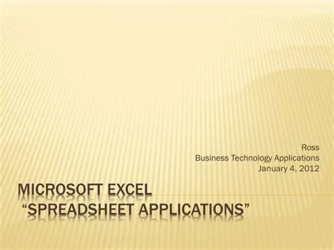 Ppt Microsoft Excel Spreadsheet Applications” Powerpoint Presentation Id1682149