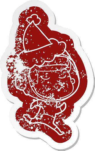 산타 모자를 쓴 자신감 있는 우주 비행사의 기발한 만화 고민 스티커 낙서 드로잉에 대한 스톡 벡터 아트 및 기타 이미지 낙서 드로잉 데칼 만화 Istock