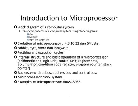 Intro To Microprocessor And Its Detailing And Applications Pdf