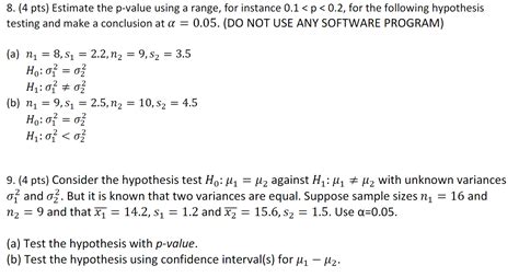 Solved Pts Estimate The P Value Using A Range For Chegg