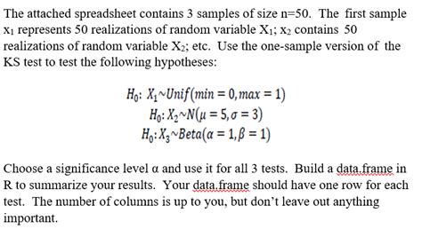 the attached spreadsheet contains 3 samples of size